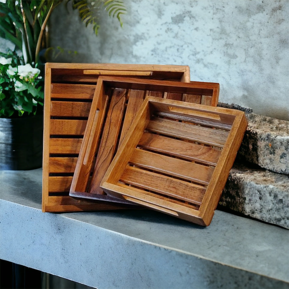 Acacia aura wooden tray - medium size - single – Nook Singapore